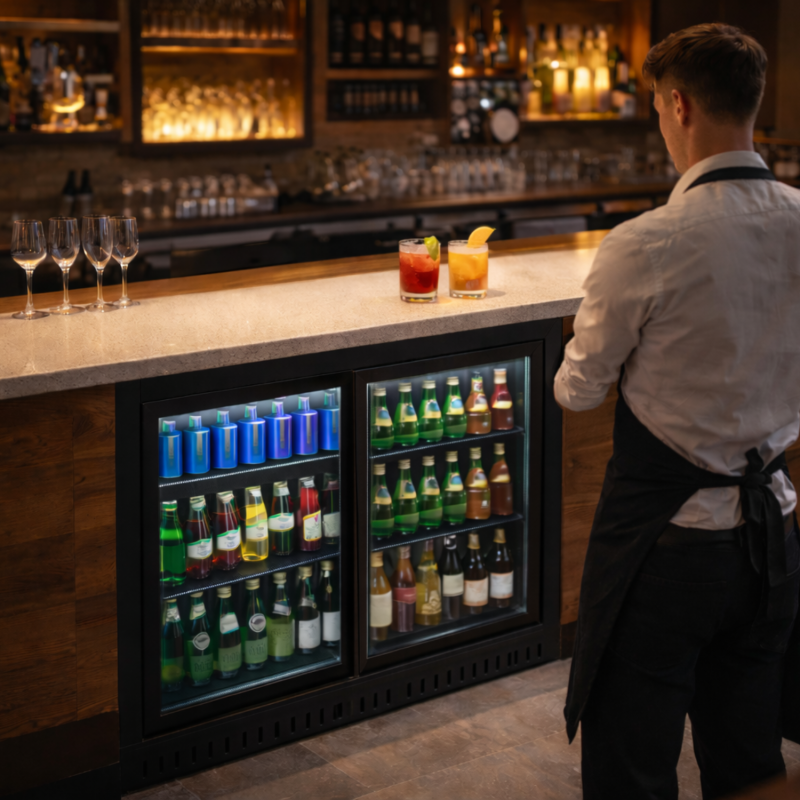 Arrière Bar bas 2 Portes coulissantes vitrées