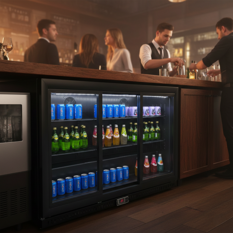 Arrière Bar bas 3 Portes coulissantes vitrées